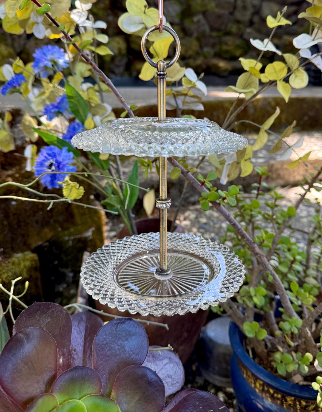 Hanging Bird Feeder, 1930s VINTAGE GLASS, Depression Glass, SMALL ...