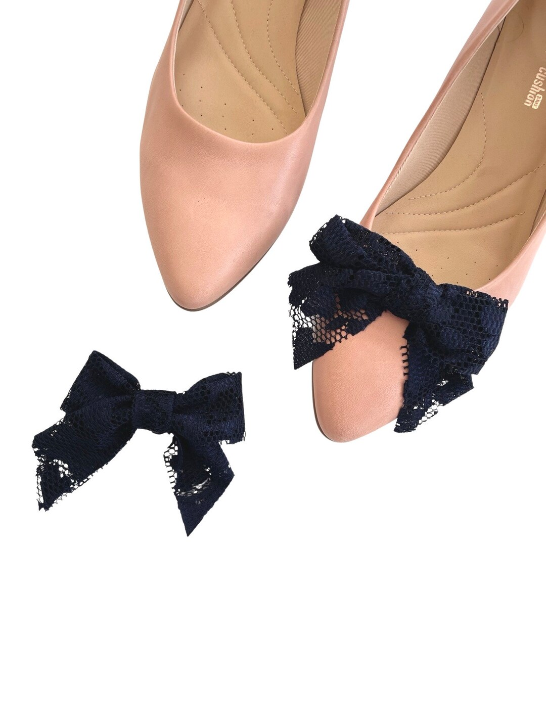 Navy Lace Shoe Bow Clips Shoe Decoration Jewellery Dark Blue Large Shoe ...