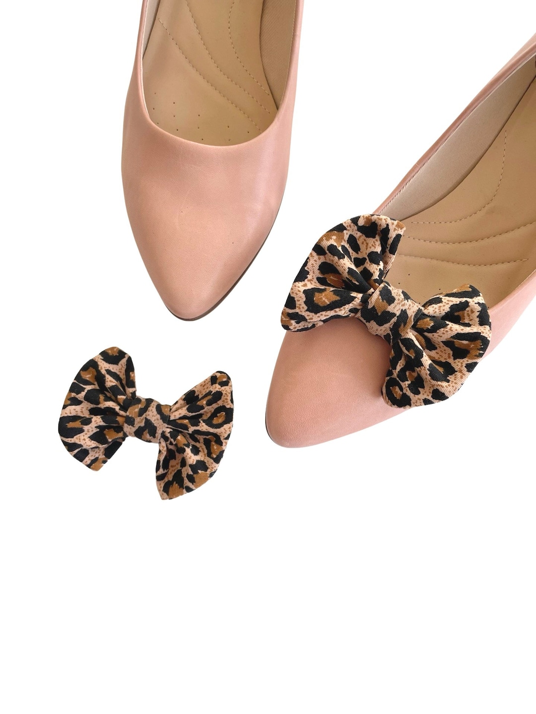 Leopard Print Fabric Shoe Clips Bows for Women Custom Shoe Decoration ...