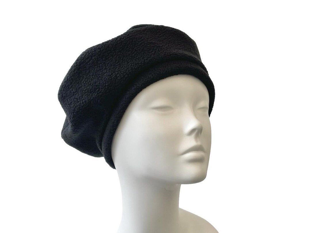 Tam Beret Hat Black Fashion Fleece Beret Hat Handmade Gift for Women ...