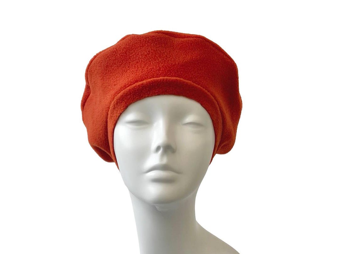 Beret Hat French Tam Beret Burnt Orange Fleece Autumn Slouchy Beret Hat ...