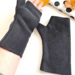 Black Fingerless Driving Gloves Soft Cosy Winter Fleece Wrist Warmer ...