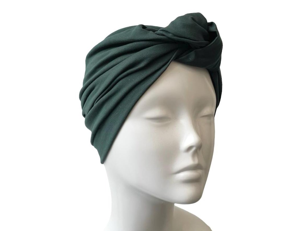 Turban for Women Dark Green Turban Head Wrap Front Knot Hijab Turban ...