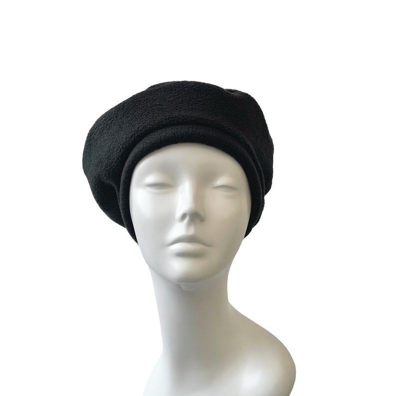 Tam Beret Hat Black Fashion Fleece Beret Hat Handmade Gift for Women ...