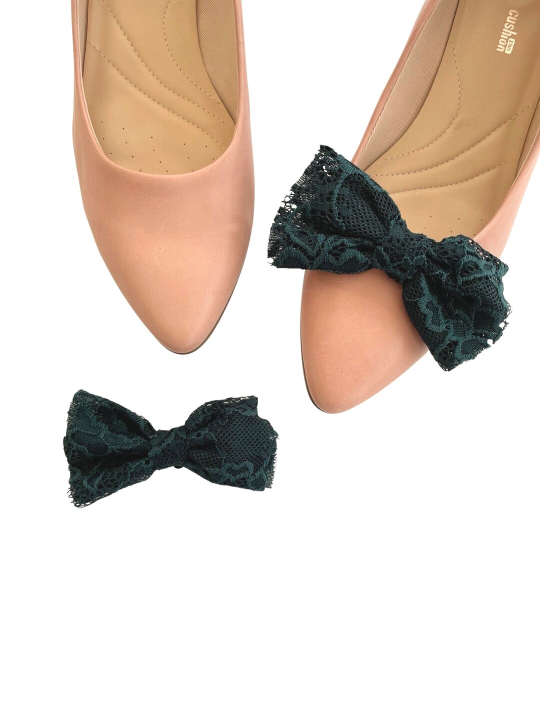 Dark Green Lace Shoe Bow Clips Shoe Decoration Jewellery Shoe Charms ...