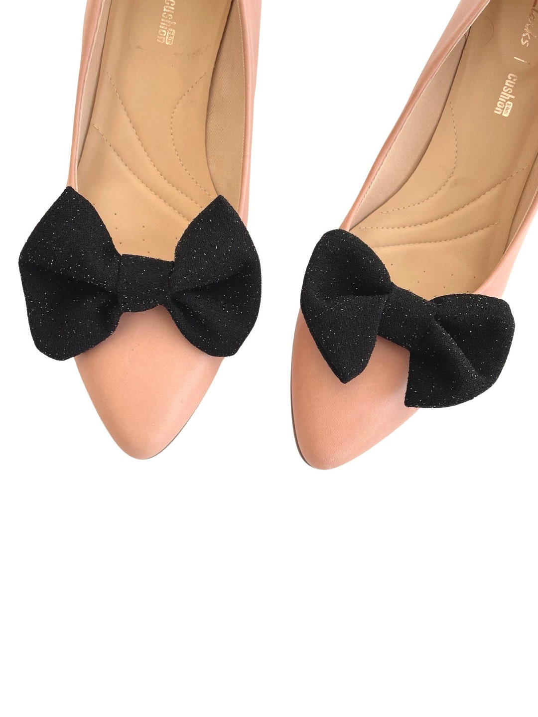 Black Glitter Shoe Bow Clips Shoe Decoration Handmade Jewellery Shoe ...