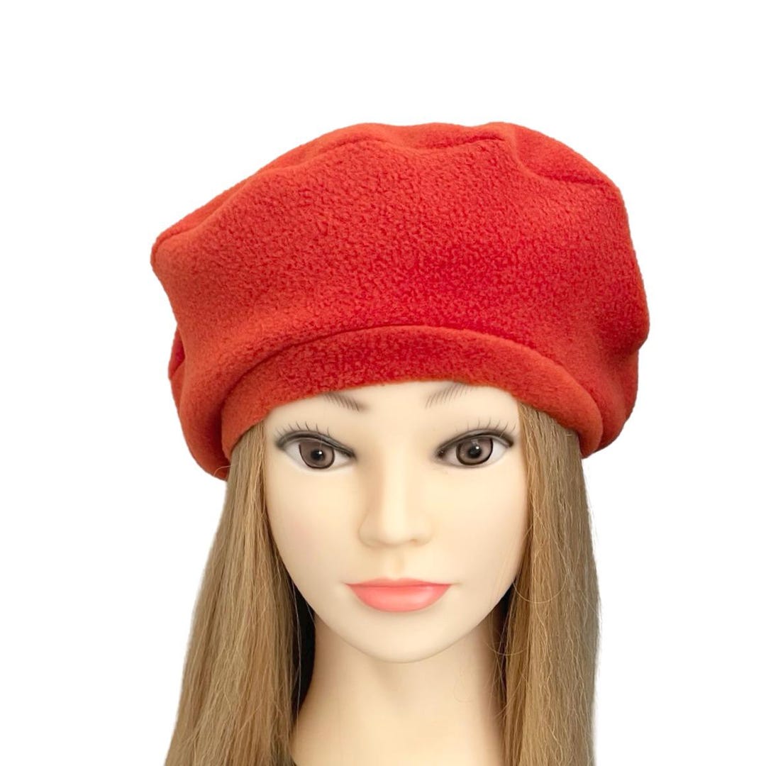 Beret Hat French Tam Beret Burnt Orange Fleece Autumn Slouchy Beret Hat ...