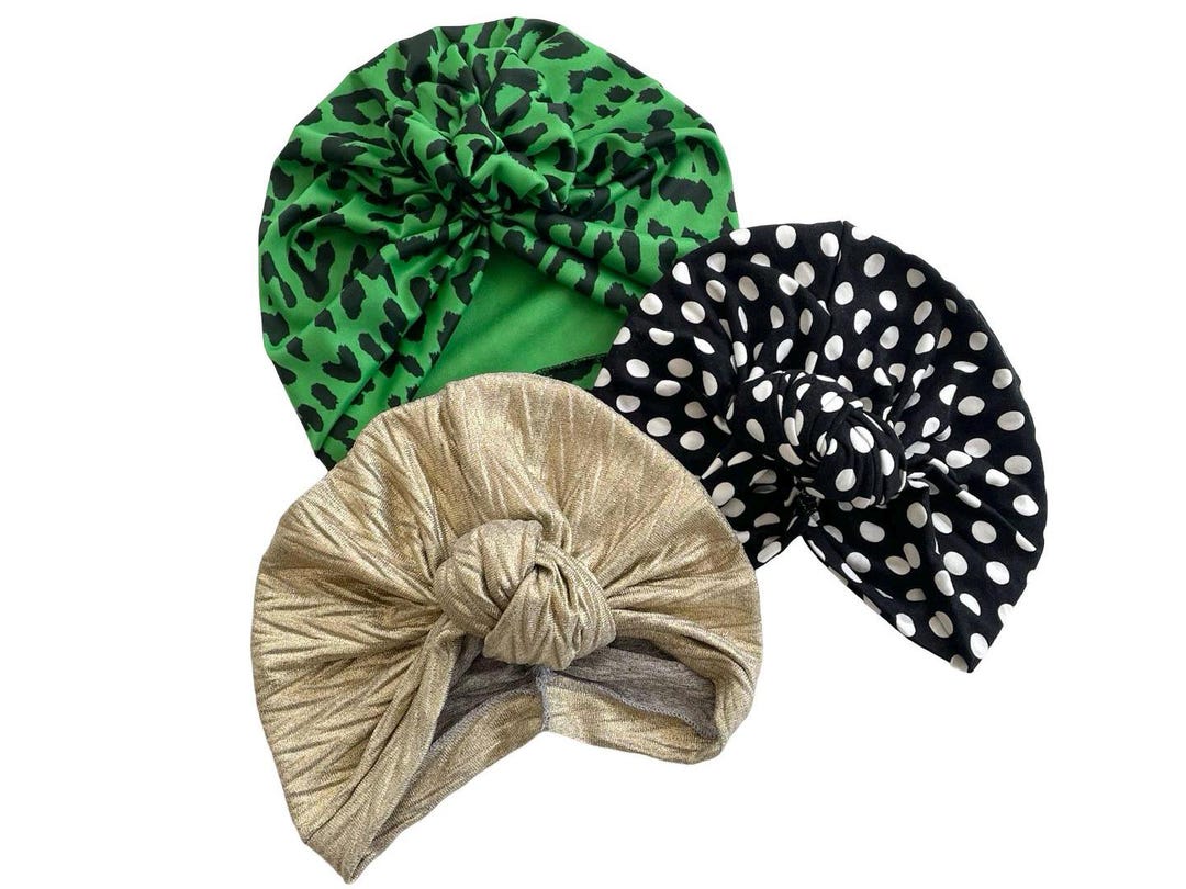 Colourful Fun Turban Hats Bundle of 3 for Women, Vintage Style Prettied ...