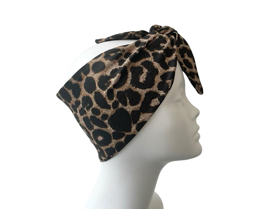Wide Pin up Leopard Print Tie up Headband, Gifts for Her, Leopard Hair ...
