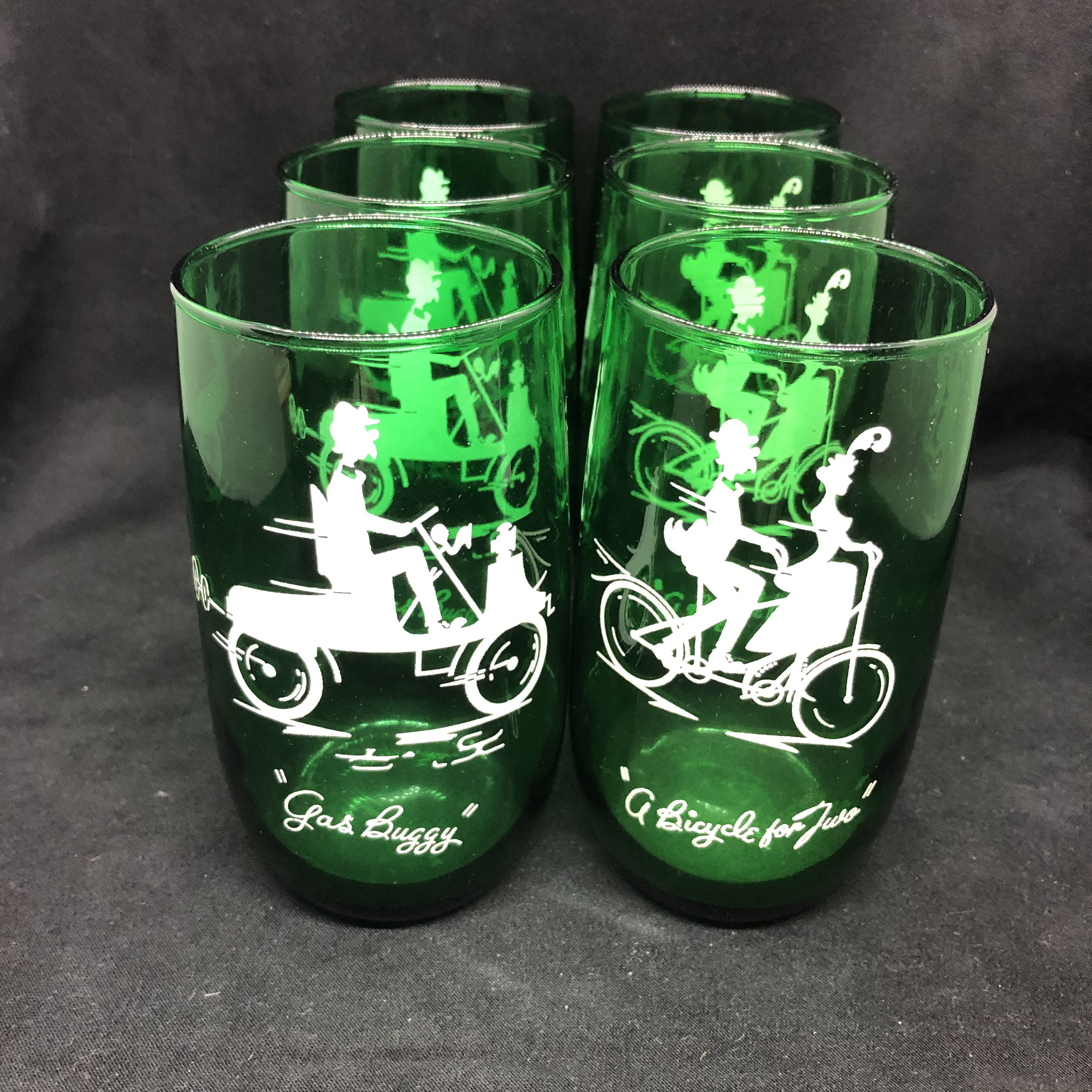 Vintage Anchor Hocking Roly Poly Emerald Green Highball Glasses- Gay ...