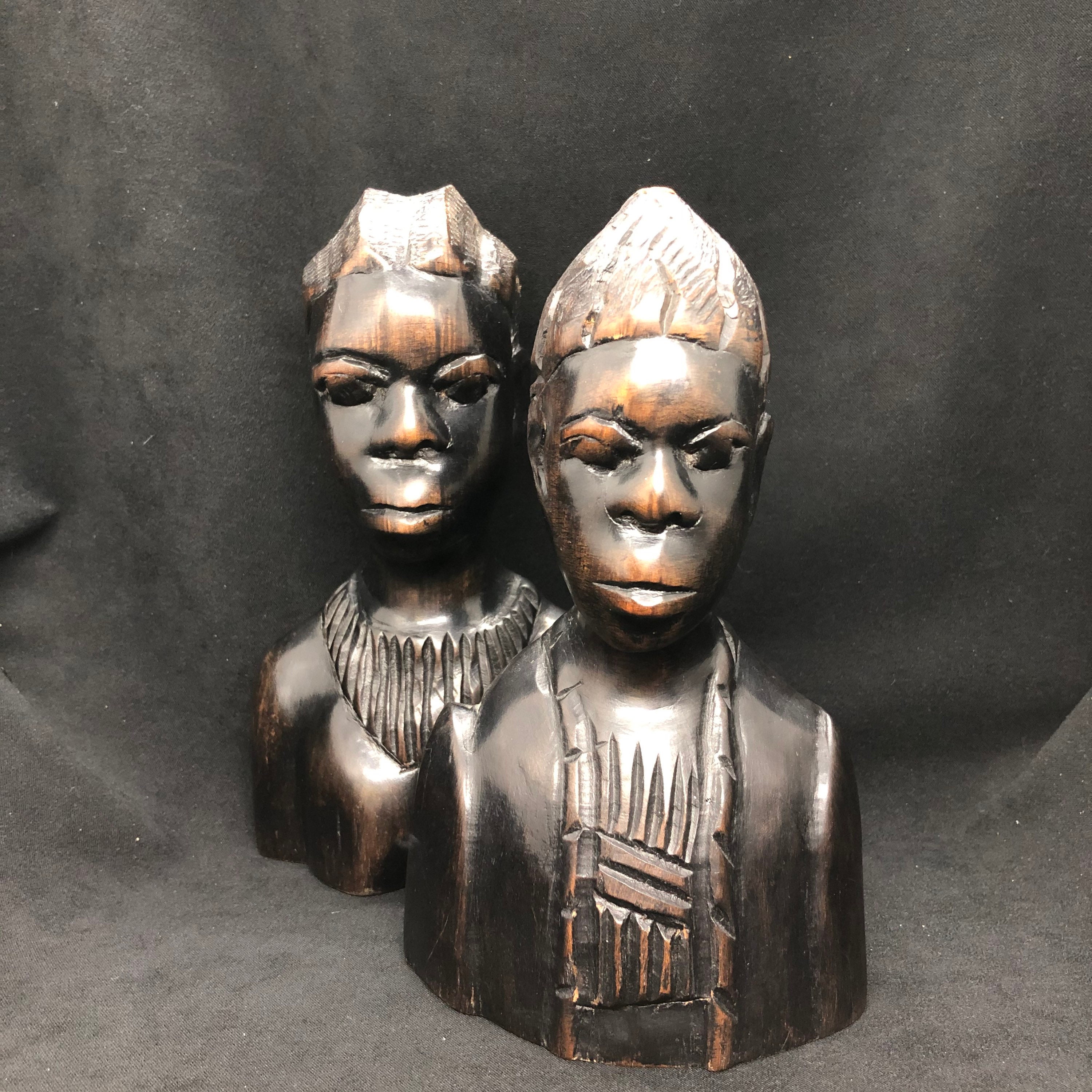 Vintage Pair African Hand Carved Busts | Etsy