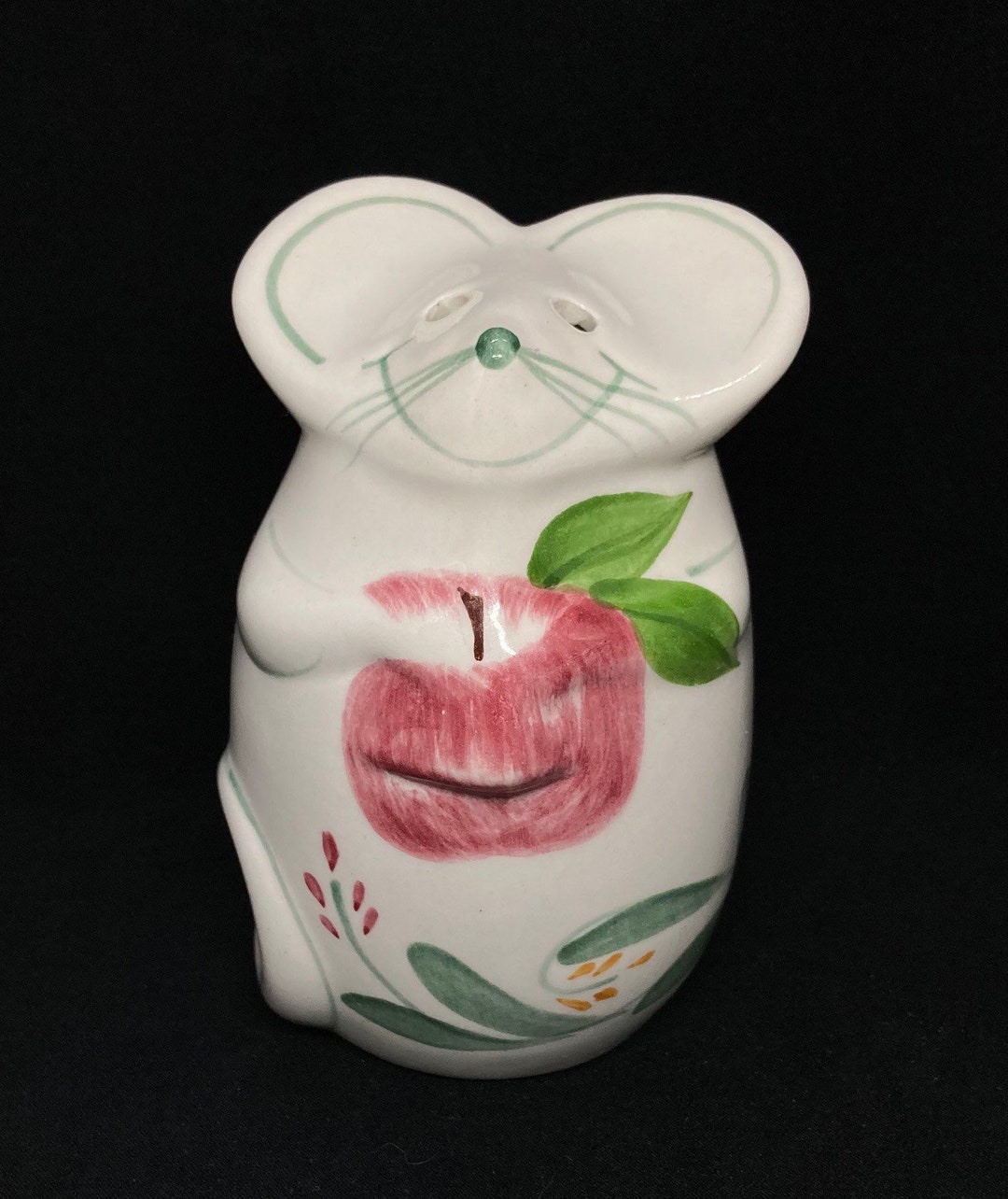 Vintage Ceramic Cheese Mouse Shaker Holding Apple - Etsy