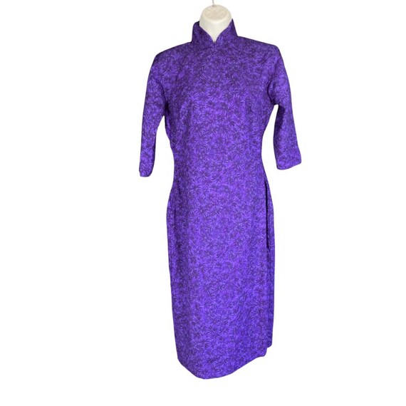 Beautiful Vintage Mandarin Collar Dress- Purple Handm… - Gem
