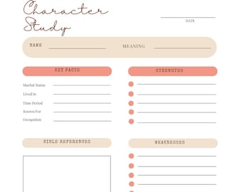 Character Study Template Printable Christian Printable for Kids ...