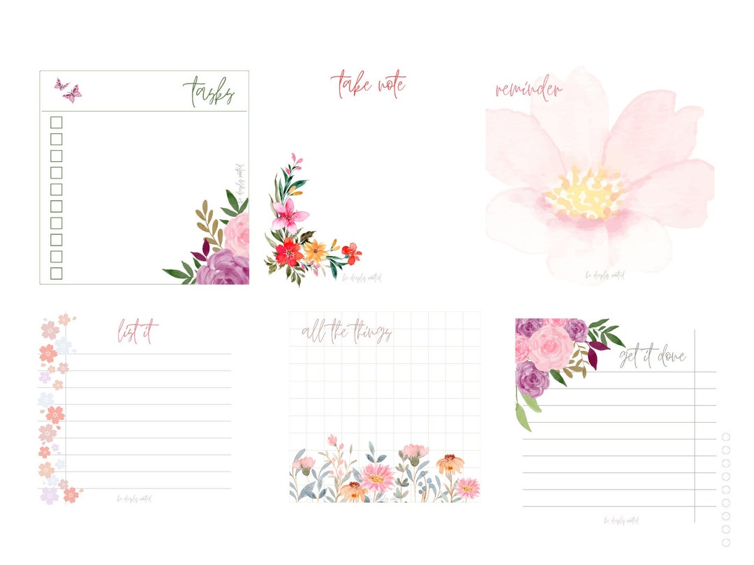 Spring Floral Sticky Notes: Planner & Journal (digital Download) - Etsy
