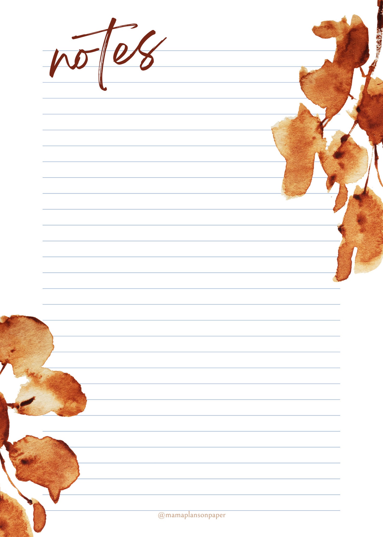 Fall Note Pages | Fall Planner - Etsy