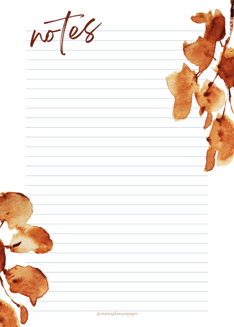 Fall Note Pages | Fall Planner - Etsy