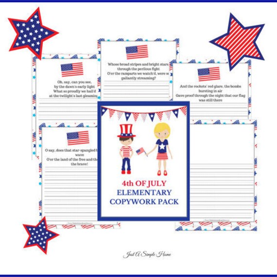 4th of July Copywork Pack Elementary Level | Etsy