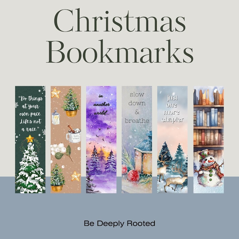 Christmas Winter Bookmarks Digital Bookmarks Christmas Holiday ...