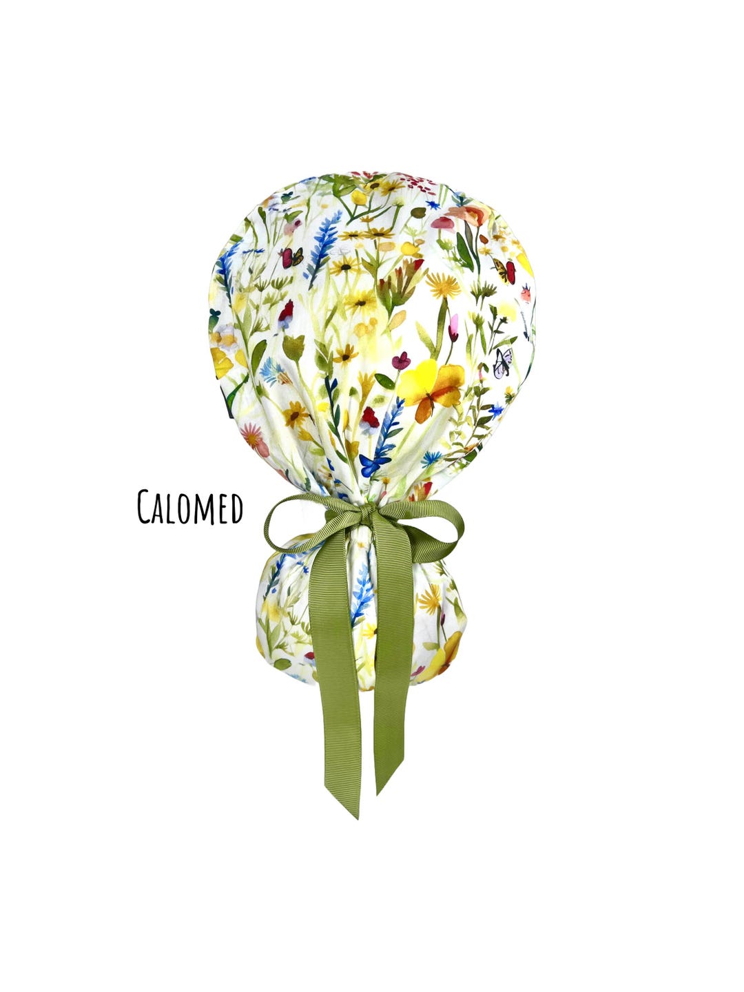 Floral Ponytail Scrub Cap by Calomed: Watercolor Flowers, Buttons - Etsy