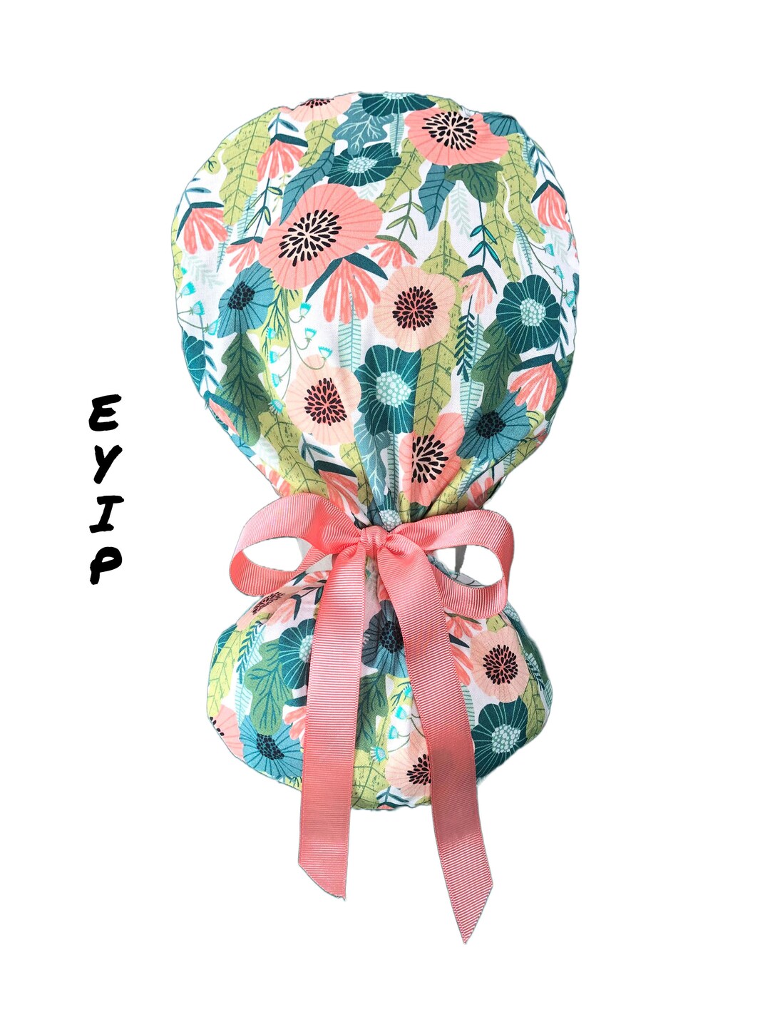 Floral Ponytail Scrub Cap: Modern Flowers by Calomed, Mask Buttons - Etsy