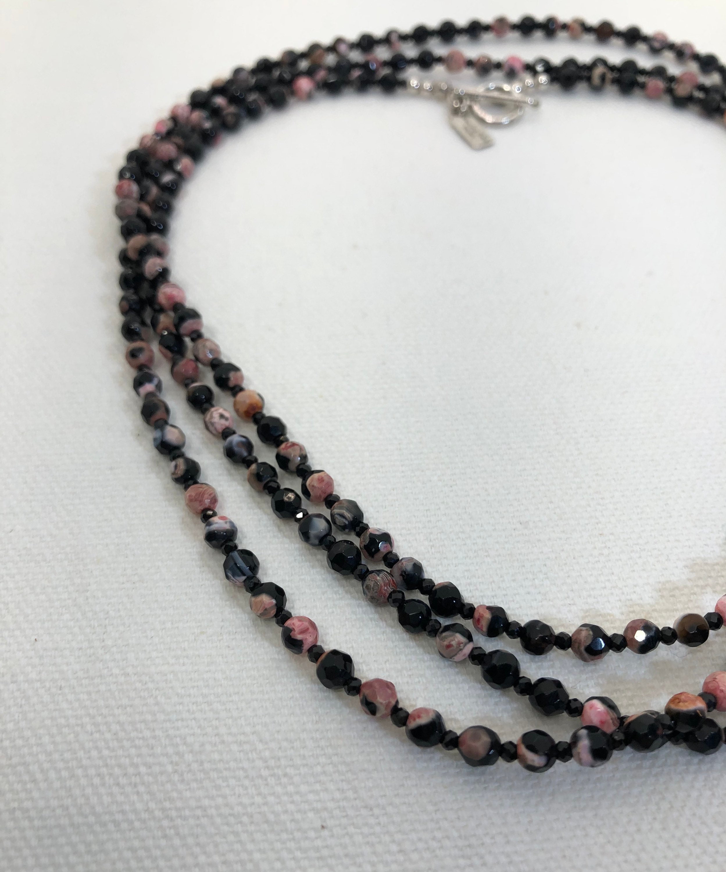 Pink Fire Agate Long Beaded Necklace - Etsy UK