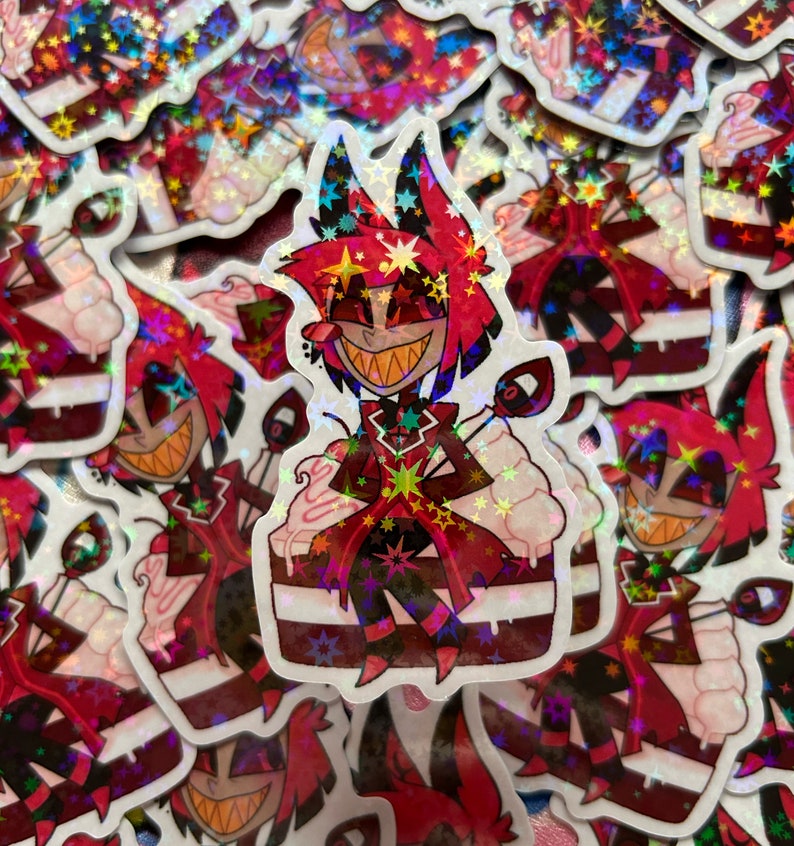 Hazbin Hotel Holographic Vinyl Stickers | Angel Dust + Alastor - Etsy