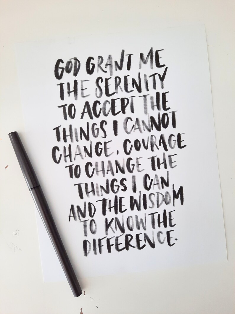 Serenity Prayer 8x10 Print - Hand Lettering and Calligraphy - Office ...