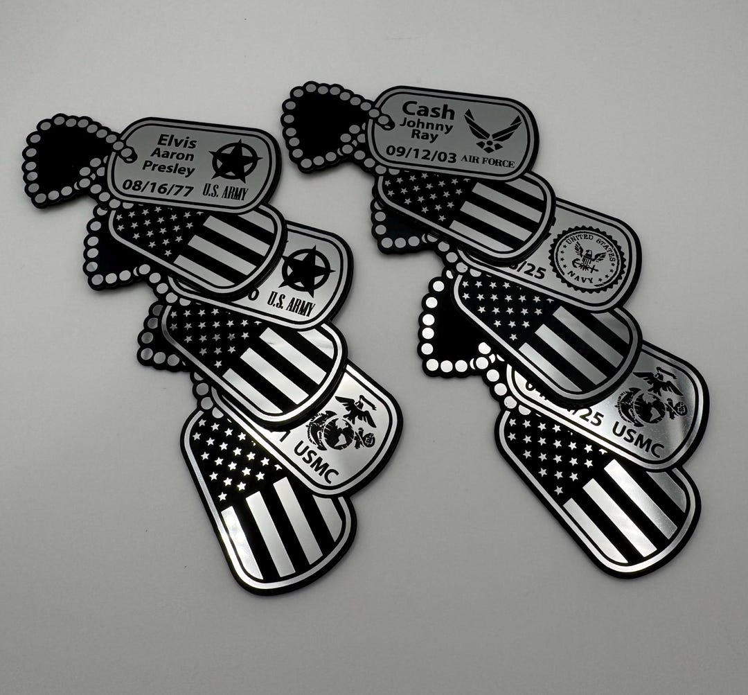 Personalized Veteran Memorial Dog Tag, Engraved Acrylic Tribute Badge ...