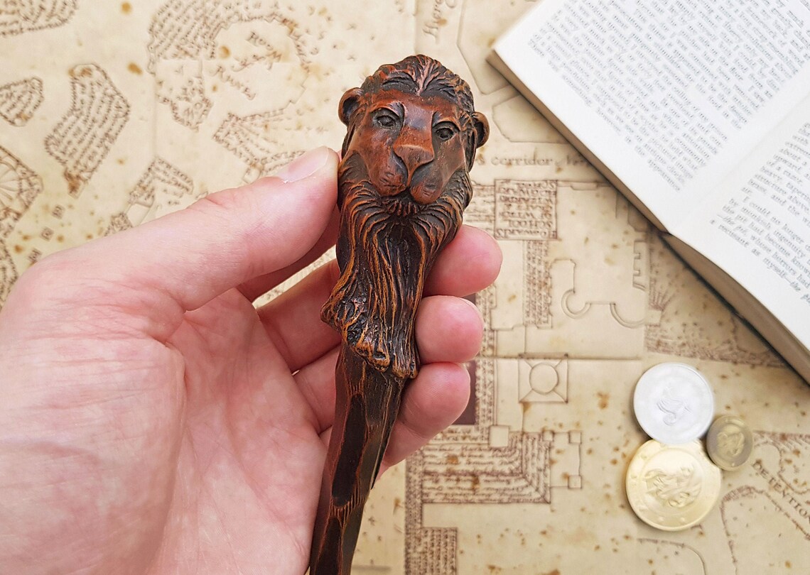 Regal Lion Wand: Harry Potter Inspired Handcrafted Resin Wand - Etsy