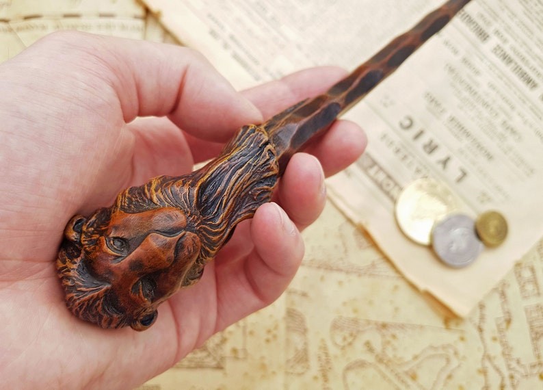 Regal Lion Wand: Harry Potter Inspired Handcrafted Resin Wand - Etsy