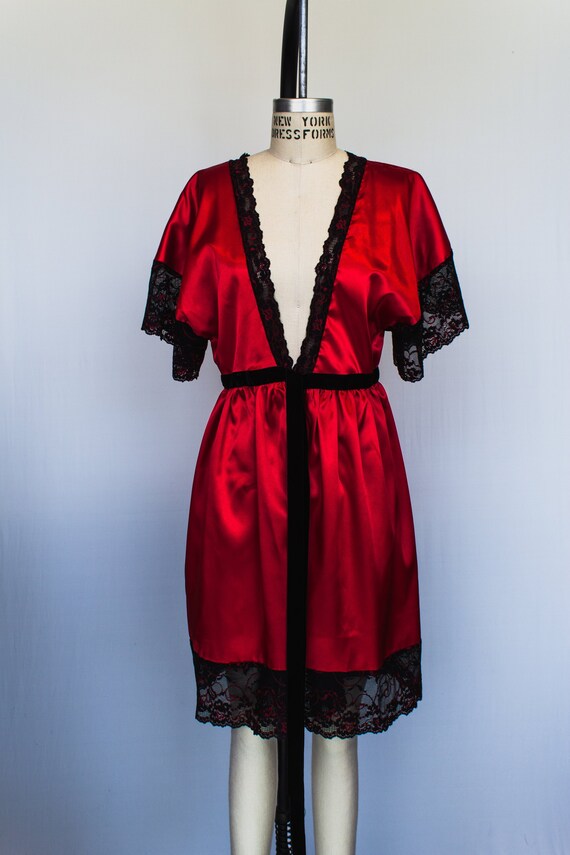 Women night robe with black lace | Etsy