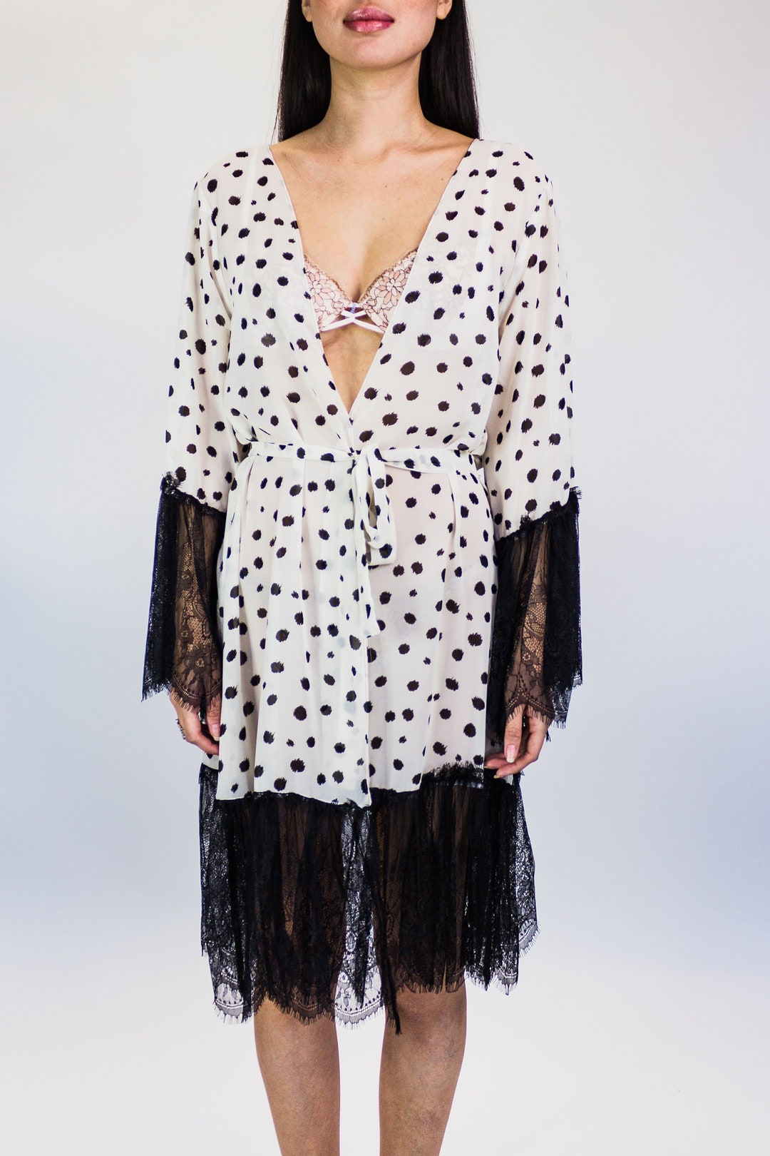 Dalmatian Black Lace Night Robe - Etsy
