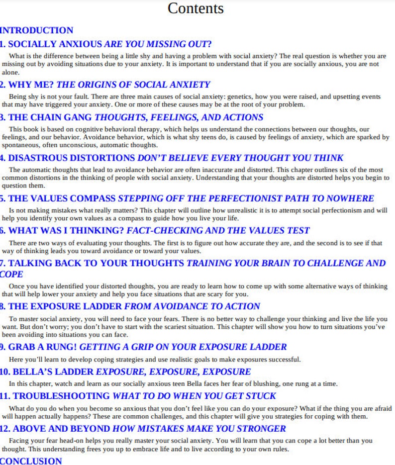 The Shyness and Social Anxiety Workbook for Teens - Etsy