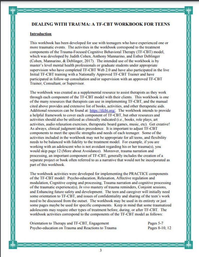 Dealing With Trauma: A TF-CBT Workbook for Teens - Etsy