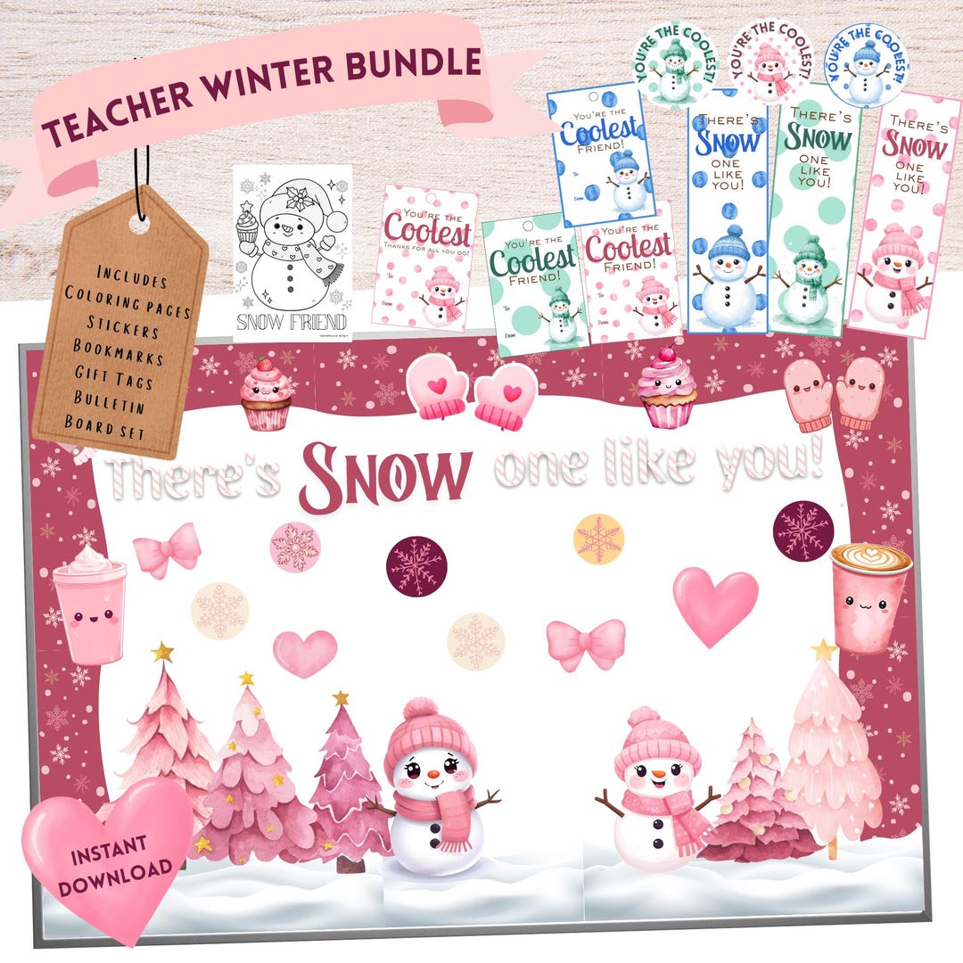 Teacher Winter Printable Bundle | Snowman Bulletin Board, Tags ...