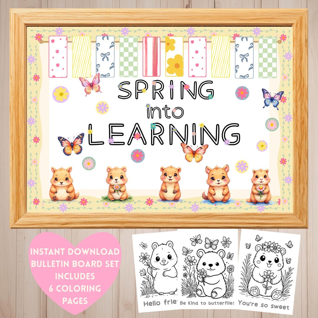 Spring Bulletin Board Set | Spring Into Learning Classroom | Kawaii ...
