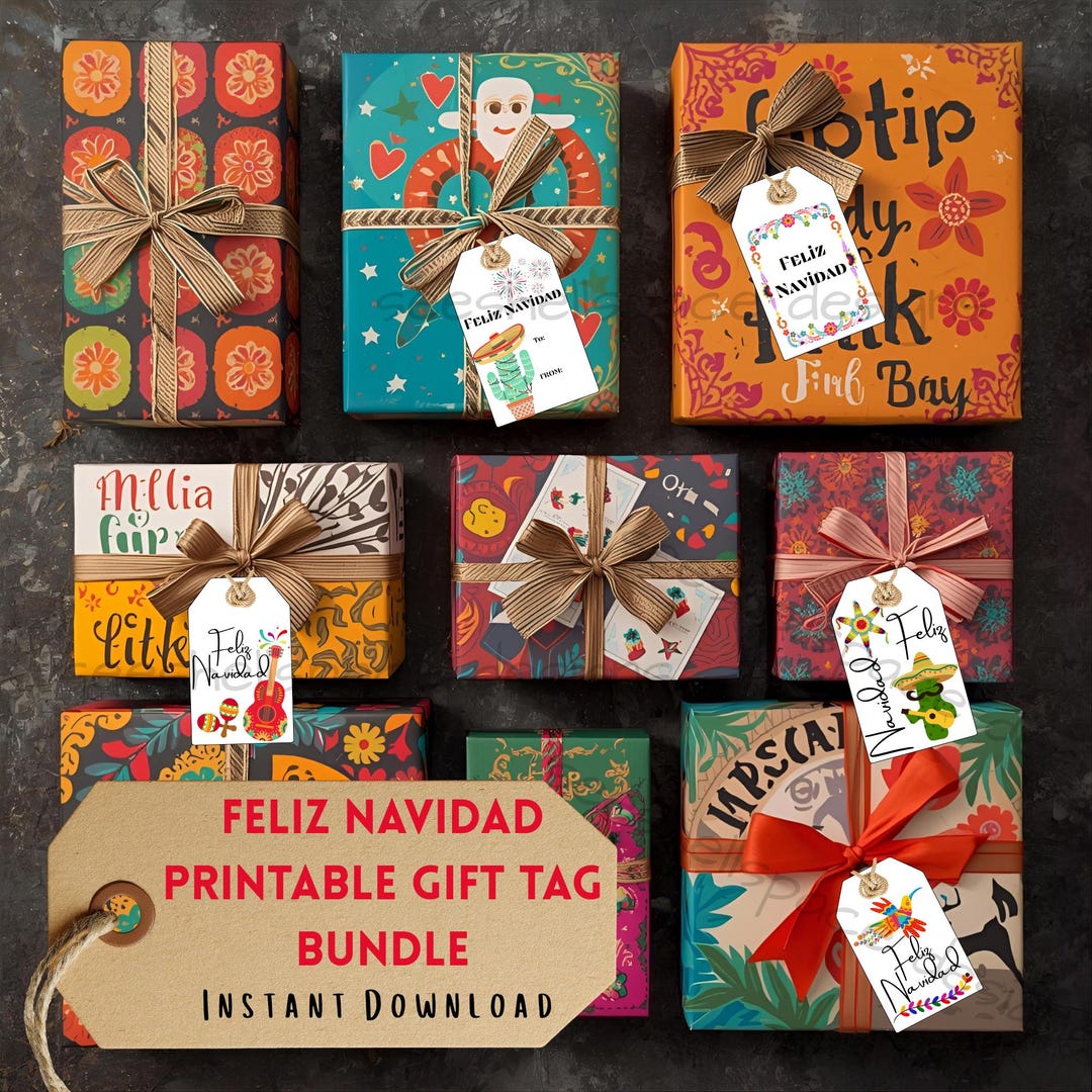 Gift Tag Bundle, Feliz Navidad Printable - Etsy