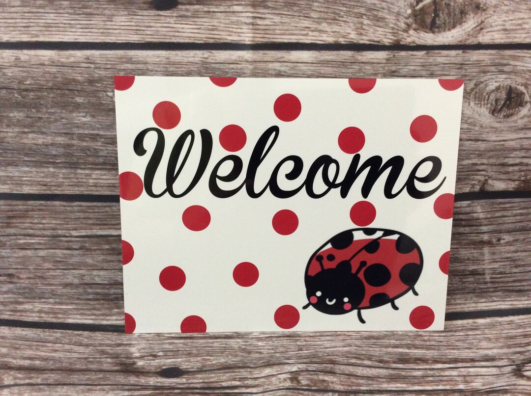 Metal Wreath Sign Welcome Ladybug Polka Dots Sign Wreath Sign - Etsy