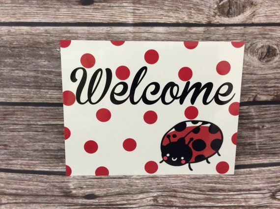 Metal Wreath Sign Welcome Ladybug Polka Dots Sign Wreath Sign | Etsy
