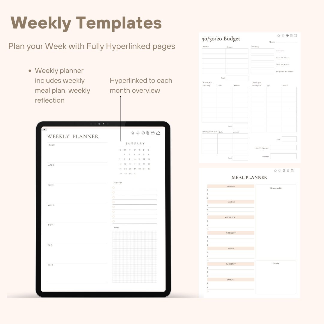 2024 Digital Planner, 2024 Portrait Planner, Hyperlinked Digital Life ...
