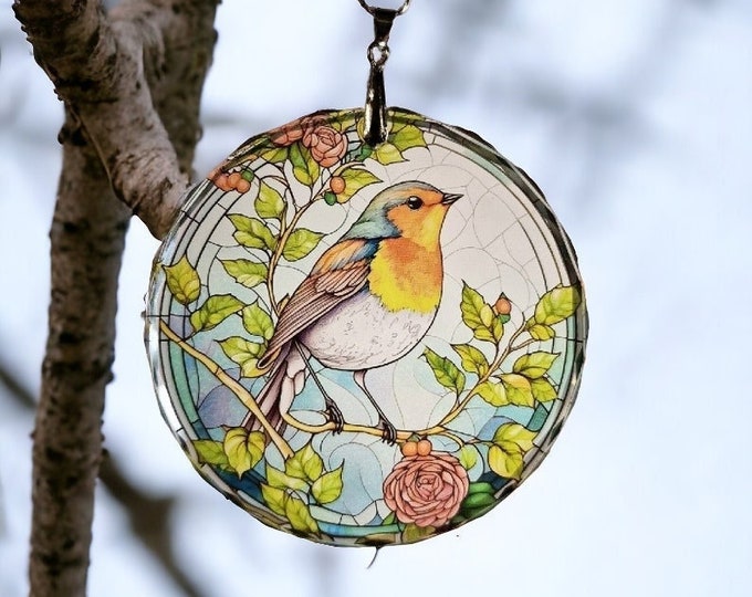 Stained Glass Robin Suncatcher.bird Suncatcher.robin. - Etsy UK