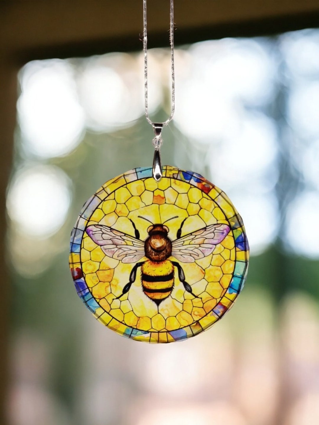 Glass Diamond Cut Edge Bee Suncatcher Ornament - Bauble - Decoration ...