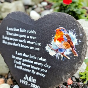 Personalised Robin Memorial Grave Marker, Memorial Slate - Memory ...