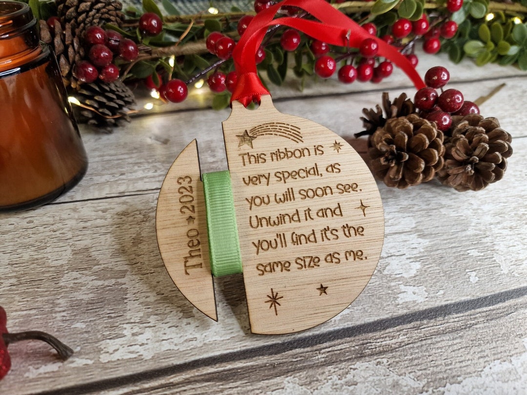 Personalised Ribbon Height Bauble - Hanging Ornament - Child Keepsake ...