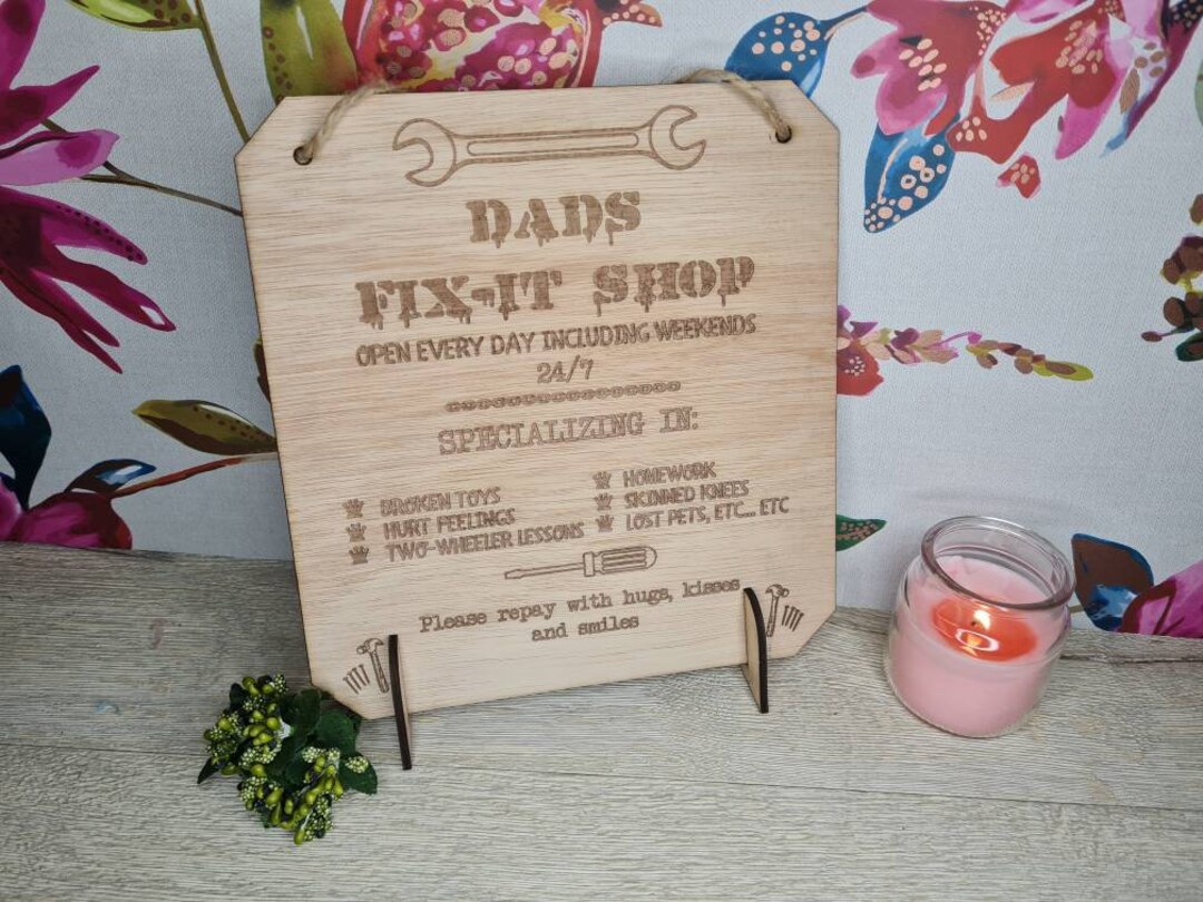 Dads Fix-it Shop, Novelty Sign, Workshop, Garage, Man Cave, Grandad ...