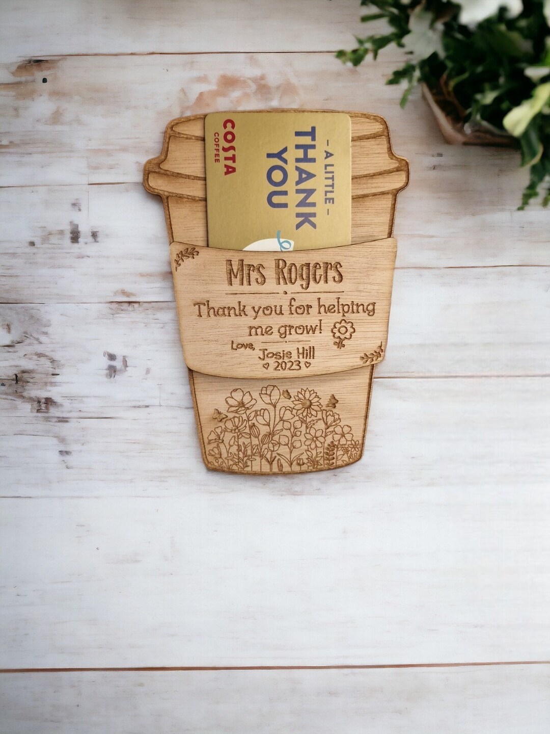 Personalised Wooden Gift Card Holder - Teacher Thank You Gift ...