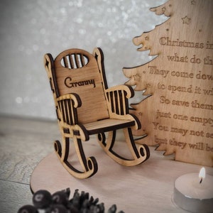 Personalised Christmas Candle Memorial Display - Rocking Chair -rustic ...