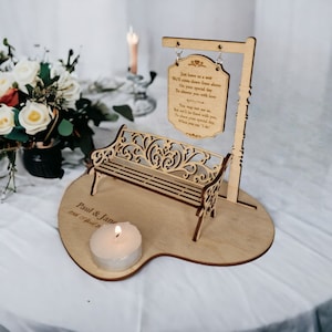 Personalised Wedding Memorial Centrepiece Candle Display - Bench - Save ...