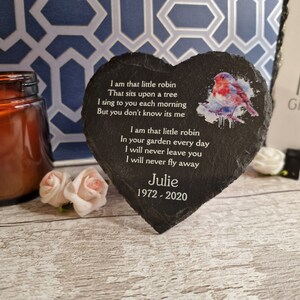 Personalised Robin Memorial Grave Marker, Memorial Slate Memory Indoor ...